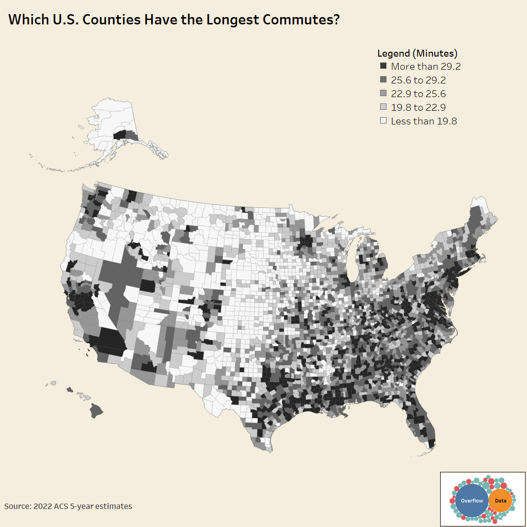 Which U.S. Counties Have the Longest Commutes? - Overflow Data